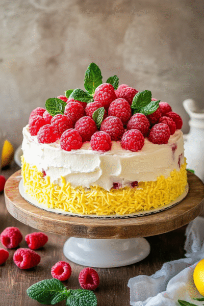 Lemon Raspberry Poke Cake | Cakes Fiesta